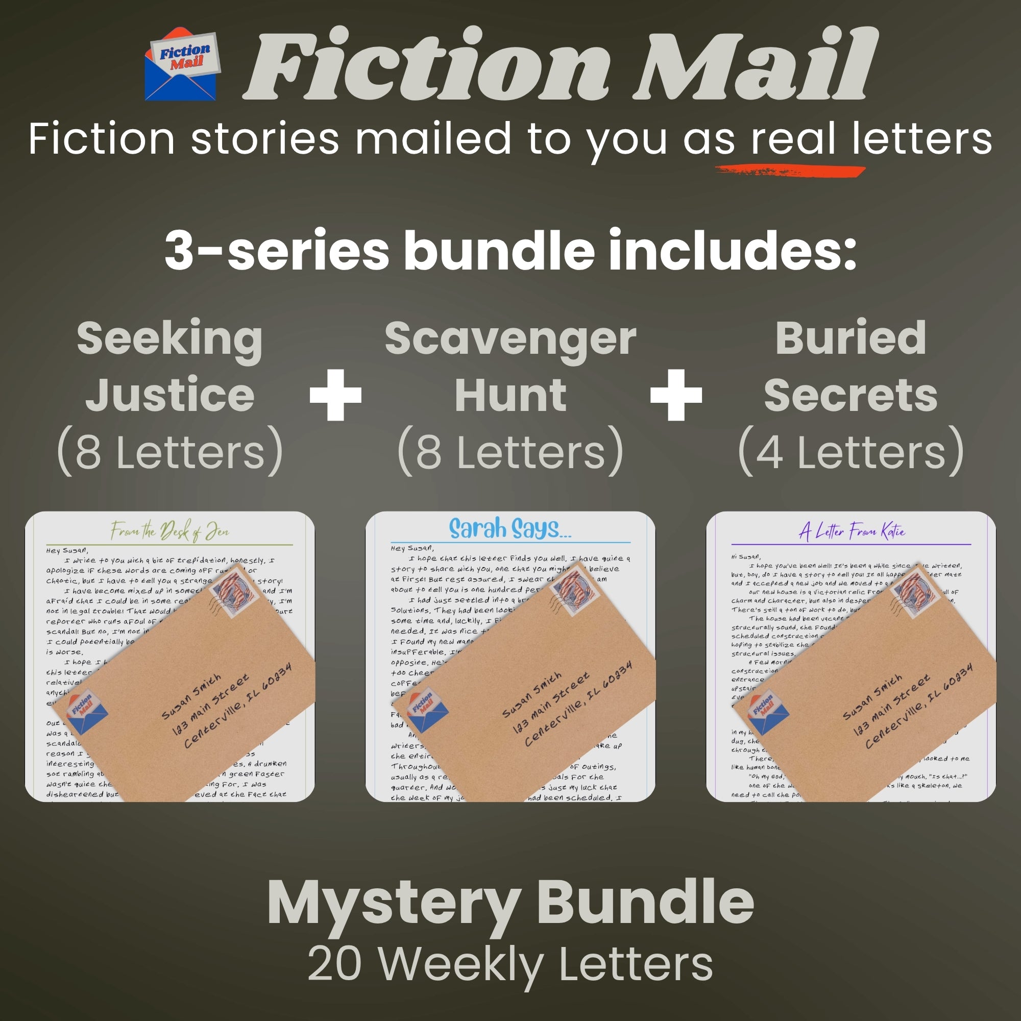Mystery Letters by Mail | 20 Personalized Letters | 3 Mystery Series ...